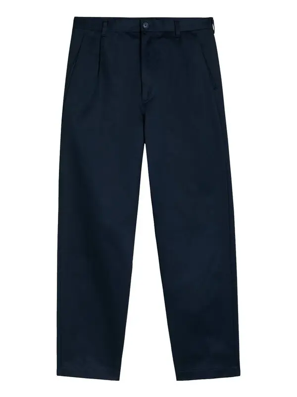 BOSS Tapered-leg Cotton Trousers - Navy
