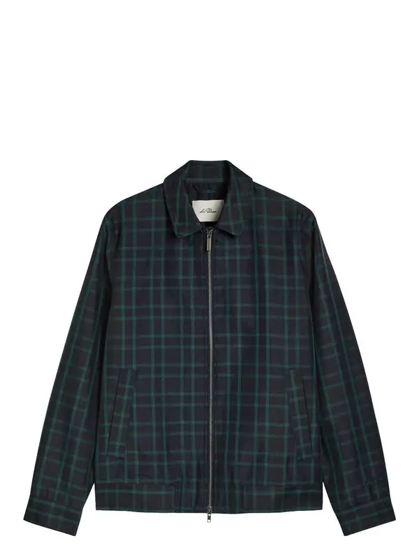LES DEUX Como Coach Checked Twill Jacket - Navy
