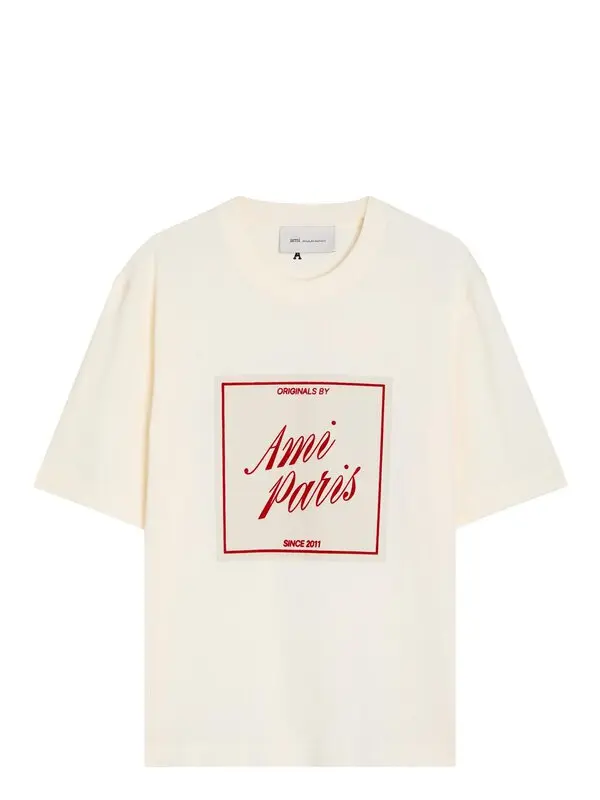 Ami Logo-appliquéd Cotton T-shirt - Off White