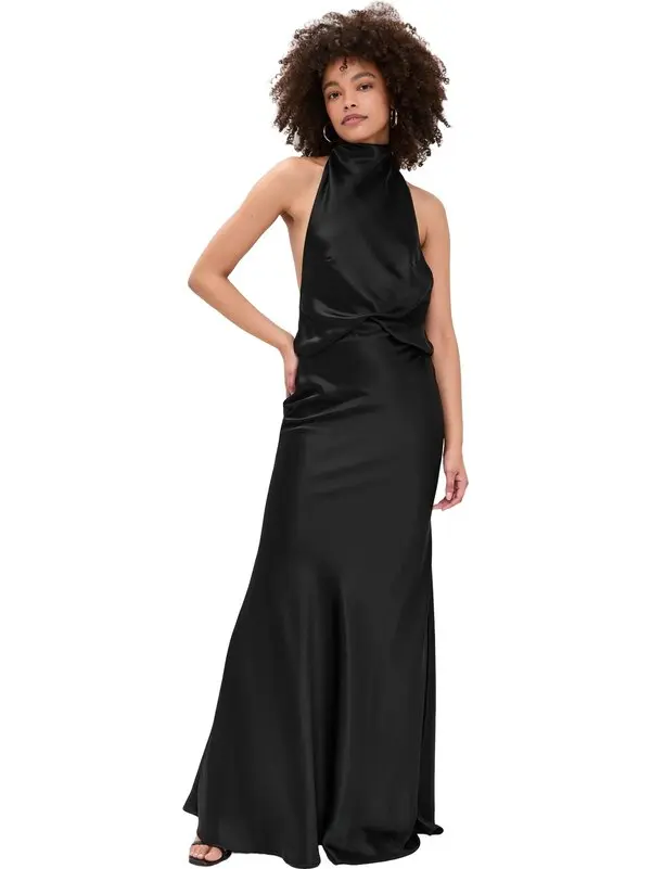 Misha Collection Cameron Satin Maxi Dress - Black