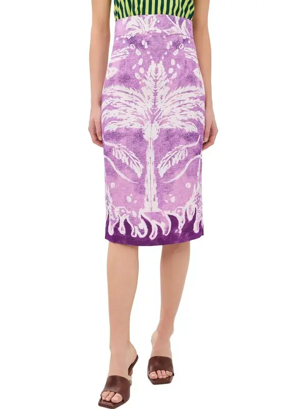 Stella Jean Printed Pencil Skirt - Purple Palm And Nature