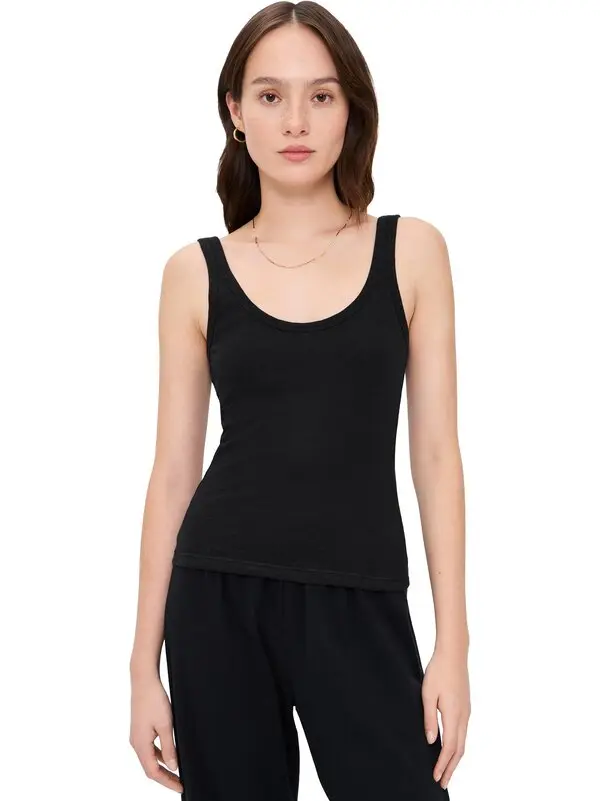 LESET Laura Scoop Neck Tank - Black