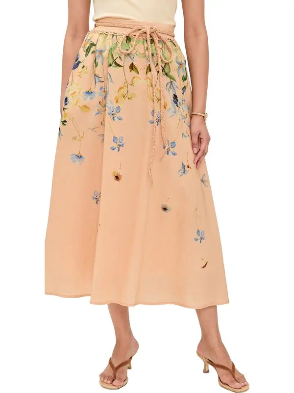 EN SAISON Carrera Midi Skirt - Blush Blue Yellow