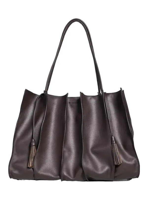 Ulla Johnson Adria Pleated Wave Tote - Wenge