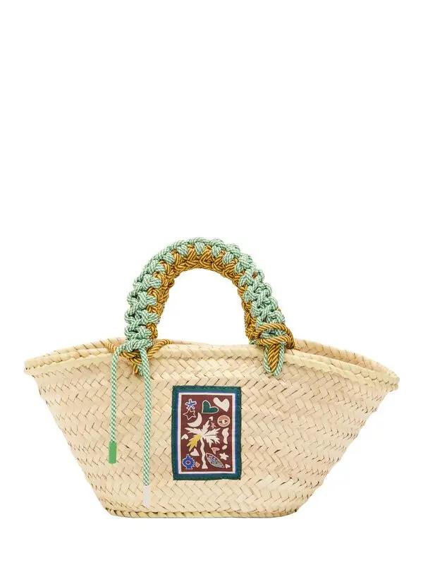 ALEMAIS Macrame Mini Woven Basket Bag - Beige