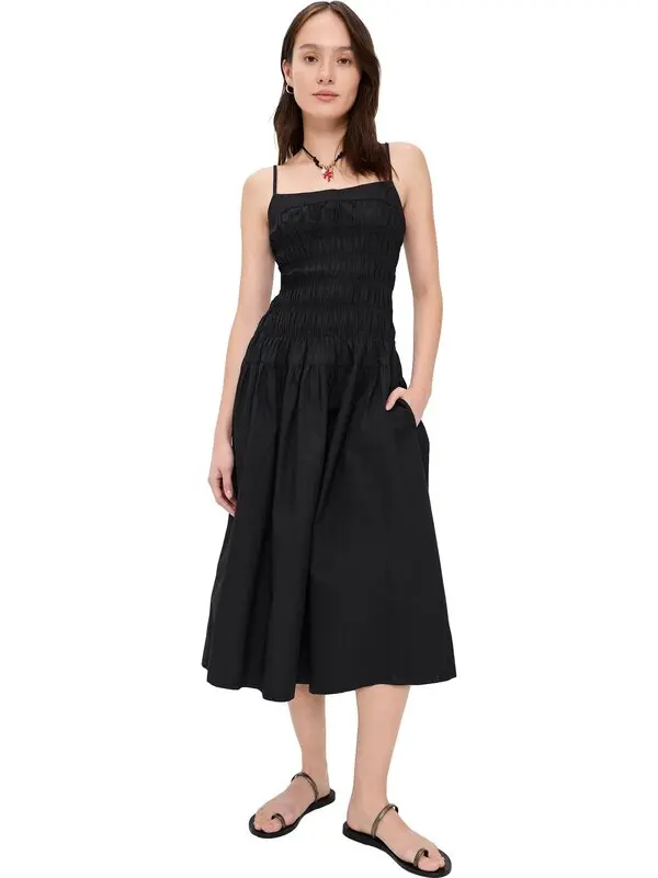 Ciao Lucia Rossella Smocked Poplin Dress - Black