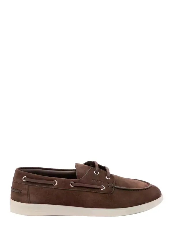 Prada Leather Boat Shoes - Brown