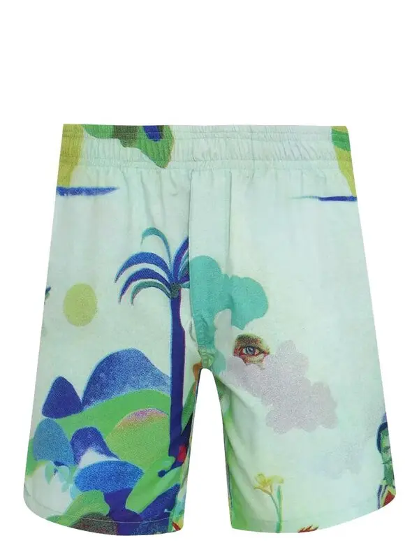 AMIR SLAMA Printed Deck Shorts - Green