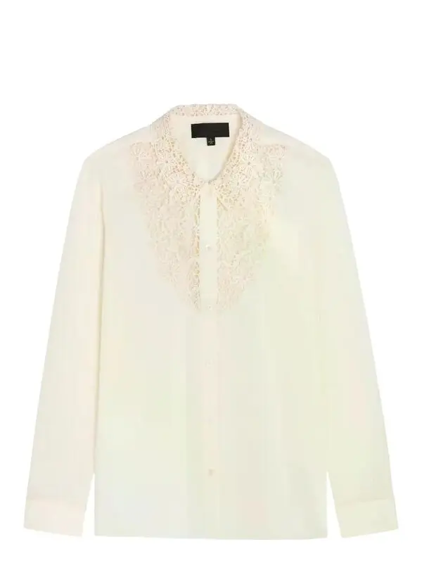 NILI LOTAN Lace-collared Button-front Shirt - Neutrals