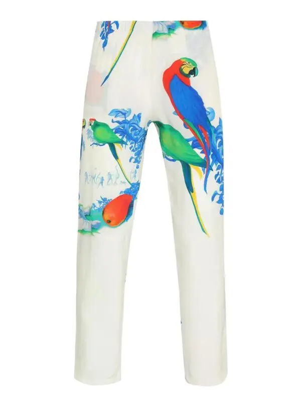 AMIR SLAMA Parrot-print Trousers - White