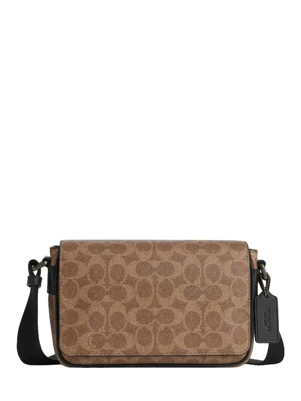 COACH Jack Small Flap Crossbody Bag In Signature Canvas - Signature Canvas/gunmetal/tan/black