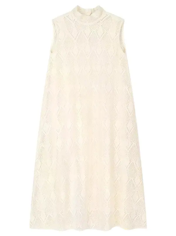 STUDIO TOMBOY Crochet Knit Sleeveless Dress - Neutrals