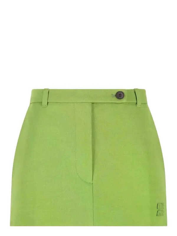 Miu Miu Logo-detail Mini Skirt - Green