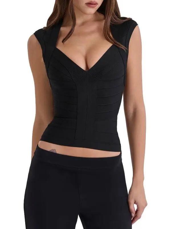 House Of Cb The Icon Bandage Top - Black