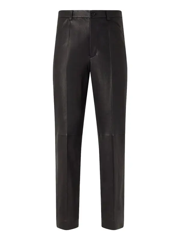 Auralee Straight-leg Full-grain Leather Trousers - Black