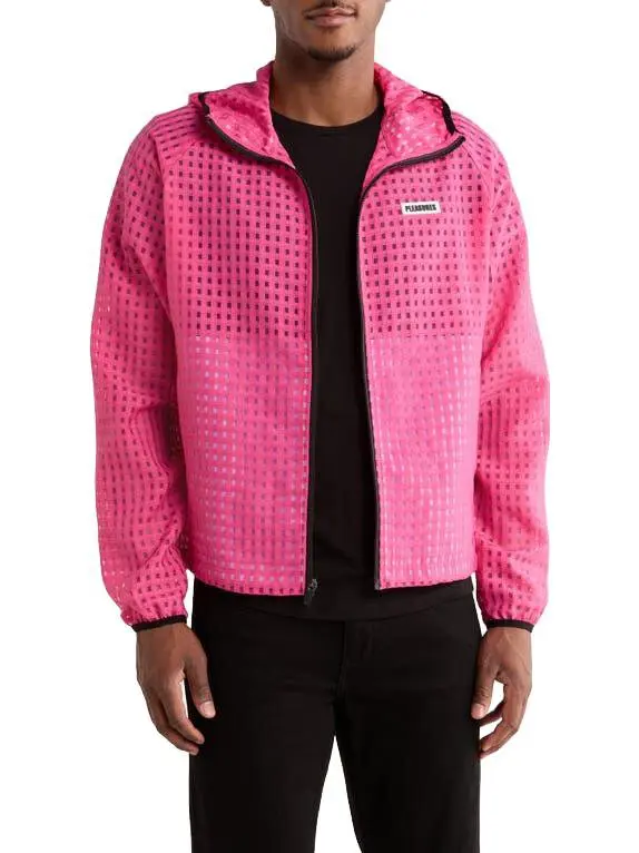 PLEASURES System Plaid Hooded Jacket - Pink