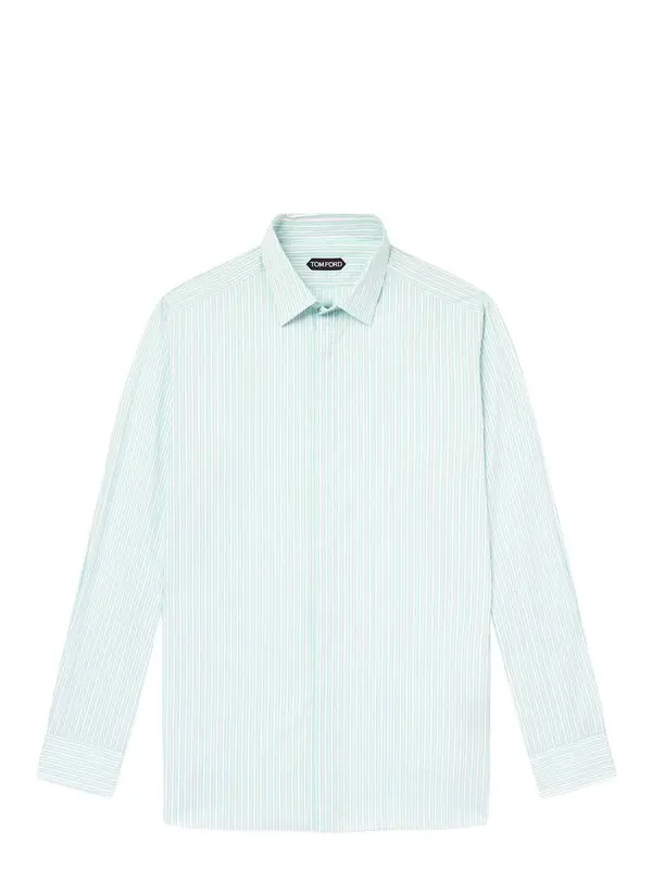 TOM FORD Striped Cotton-poplin Shirt - Blue
