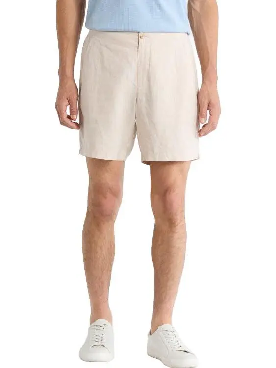 Nordstrom Flat-front Linen Chino Shorts - Beige Pumice