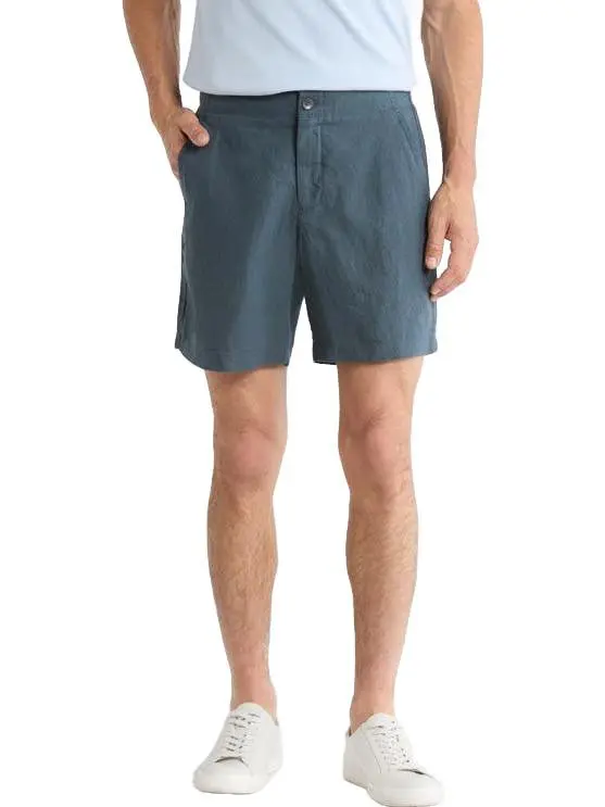 Nordstrom Flat-front Linen Chino Shorts - Blue Slate