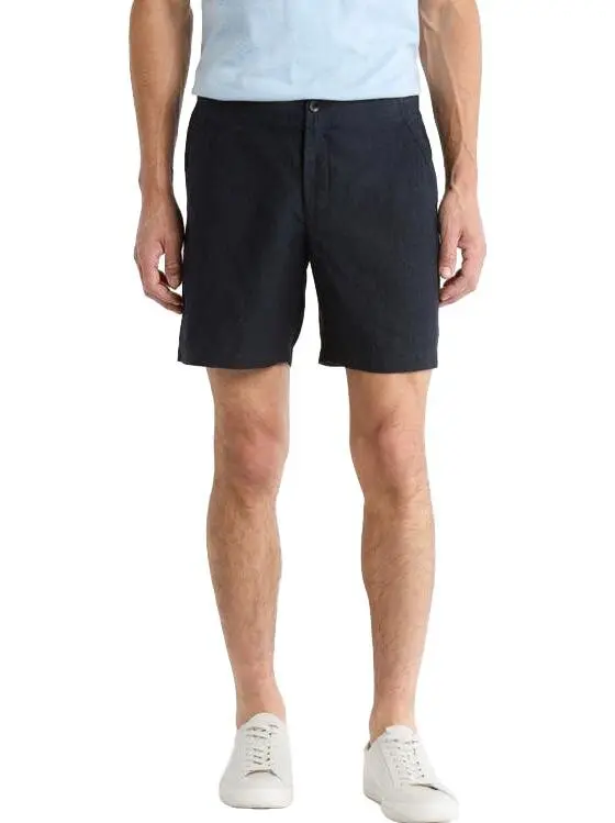 Nordstrom Flat-front Linen Chino Shorts - Navy Sapphire
