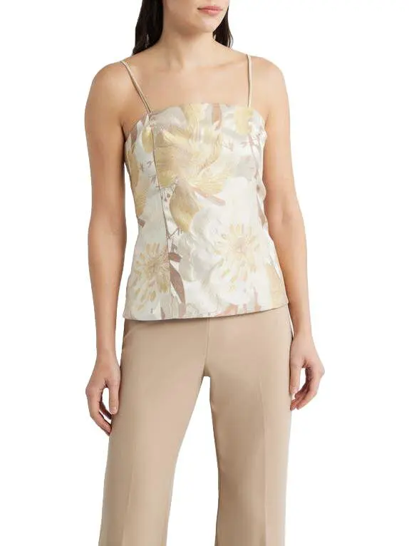 Anne Klein Jacquard Bustier Camisole - Coffee Cream Multi