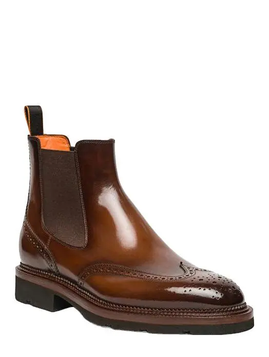 Santoni Kalama Wingtip Chelsea Boots - Brown