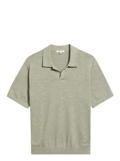 Madewell Johnny-collar Cotton Slub Sweater Polo - Washed Olive