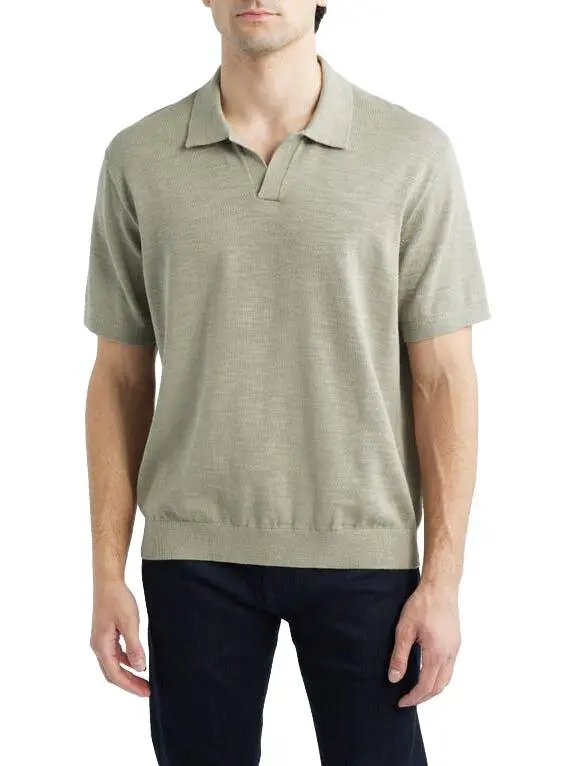 Madewell Johnny-collar Cotton Slub Sweater Polo - Washed Olive