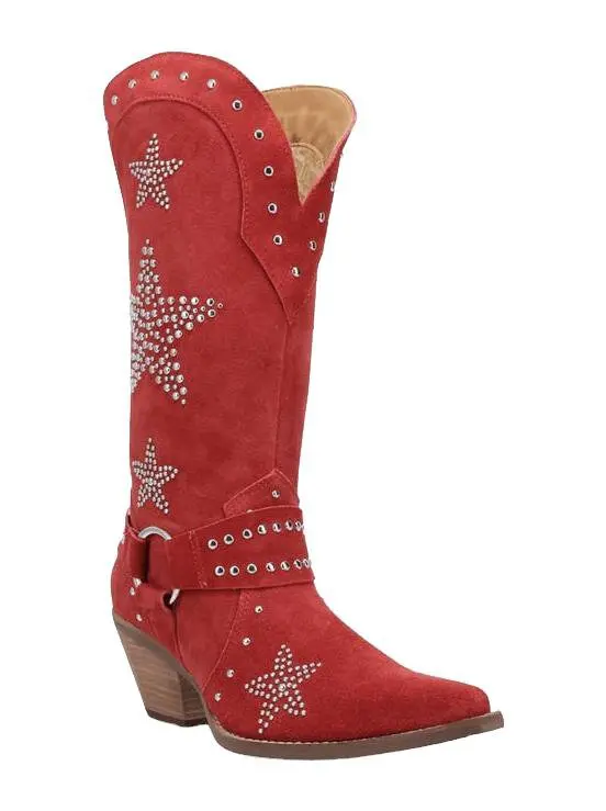 DINGO Lucky Stars Knee High Western Boot - Red