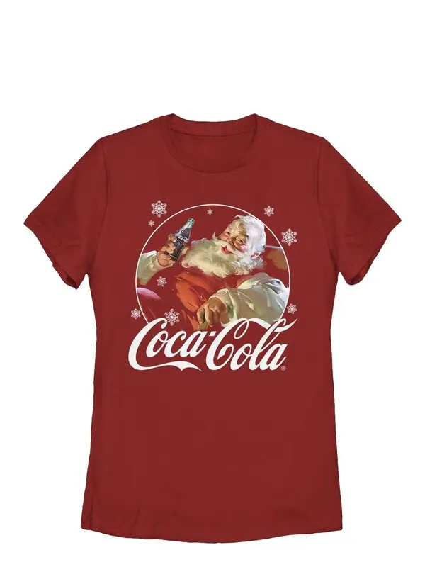 COCA COLA Santa Snow Graphic T-shirt - Red