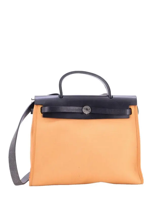 HERMES Herbag Zip Leather And Toile 31 - Toffee