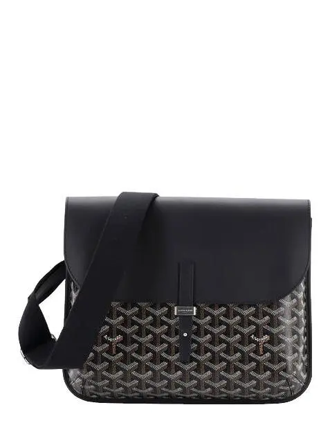 Goyard Coursier Messenger Bag Coated Canvas And Leather - Black