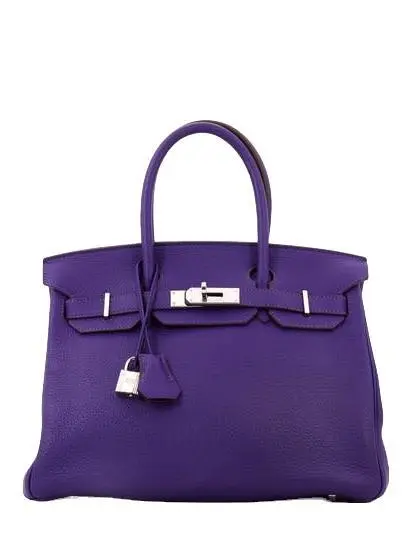 Hermès Birkin Handbag Purple Clemence With Palladium Hardware 30 - Red