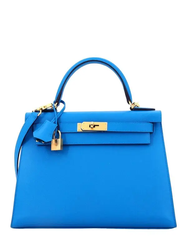 Hermès Kelly Handbag With Gold Hardware - Bleu Frida