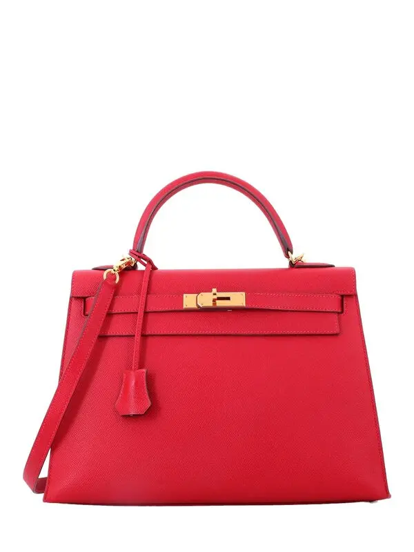 Hermès Kelly Handbag Red Epsom With Gold Hardware 32 - Rouge Casaque