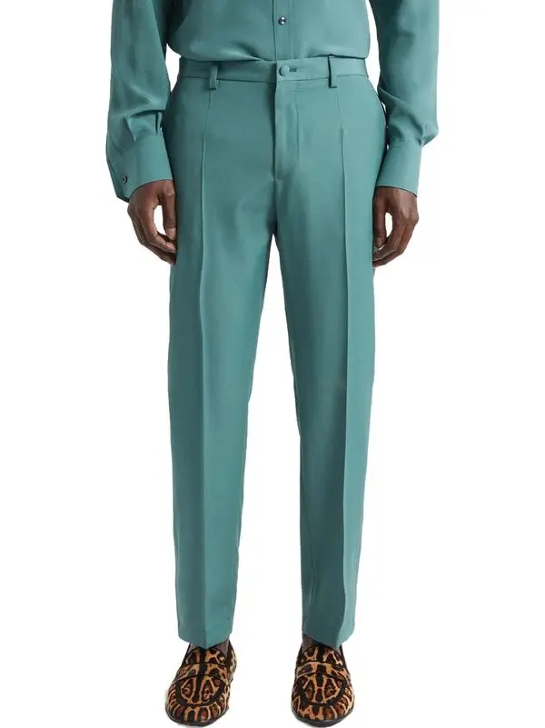 Dolce & Gabbana Cavallo Flat Front Wool Slim Pants - Verde 3