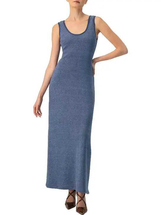 IVONNE Scoop Neck Long Dress - Blue