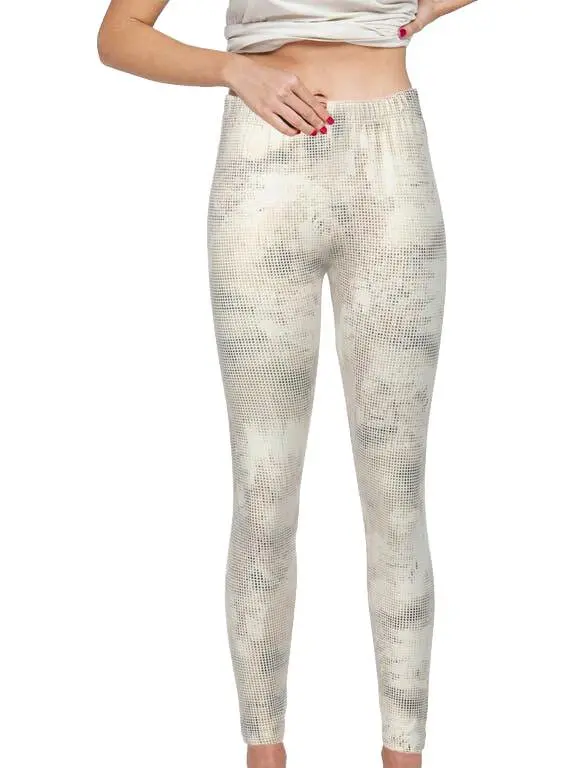 LUUKAA Luna Printed Cotton Jersey Leggings - Ecru