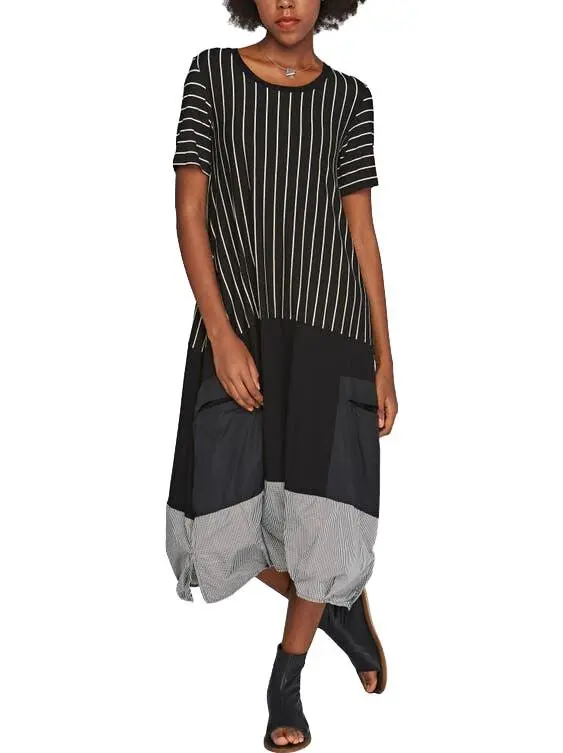 LUUKAA Striped Viscose Jersey Maxi Dress - Black