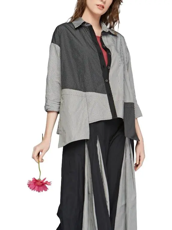 LUUKAA Checkered Memory Taffeta Shirt - Black
