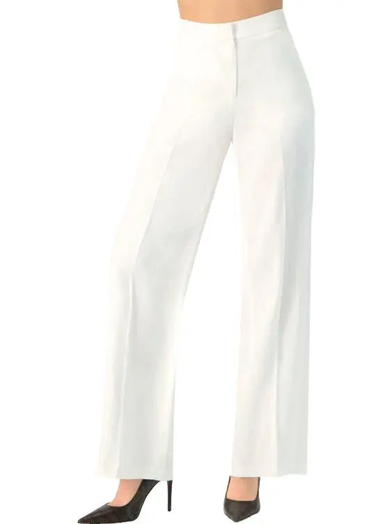 IVONNE Wide-leg Straight Cotton Pants - White