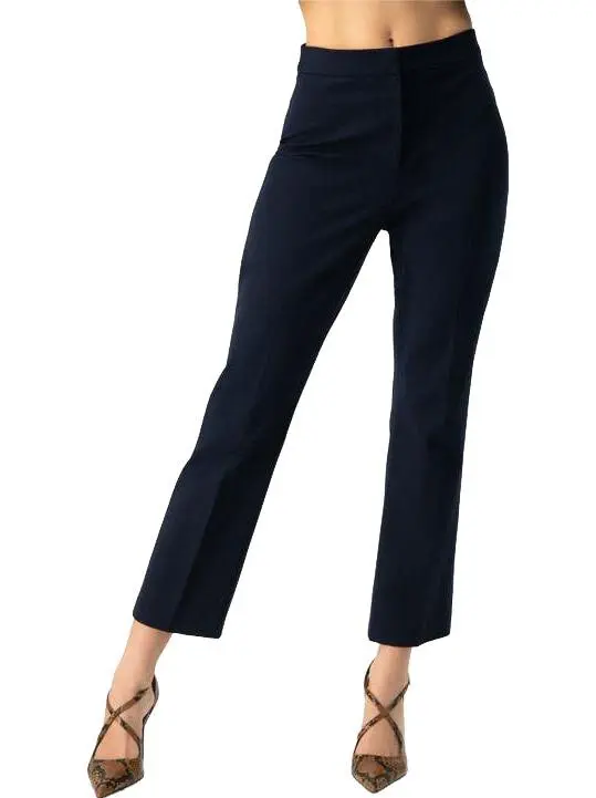 IVONNE Tailored Straight-leg Trousers - Navy Blue