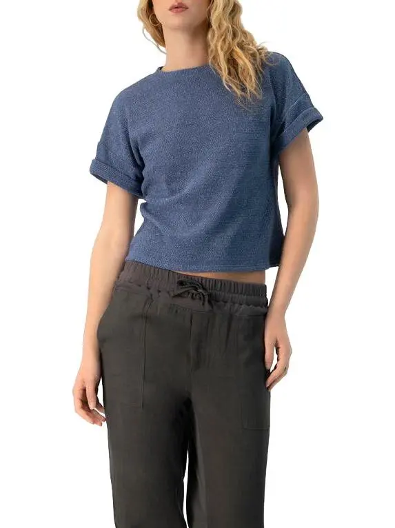IVONNE Straight Knit Crew Neck Blouse - Blue