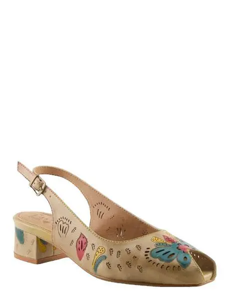 SPRING STEP SHOES Streetpeep Slingback Peep Toe Sandal - Beige Multi