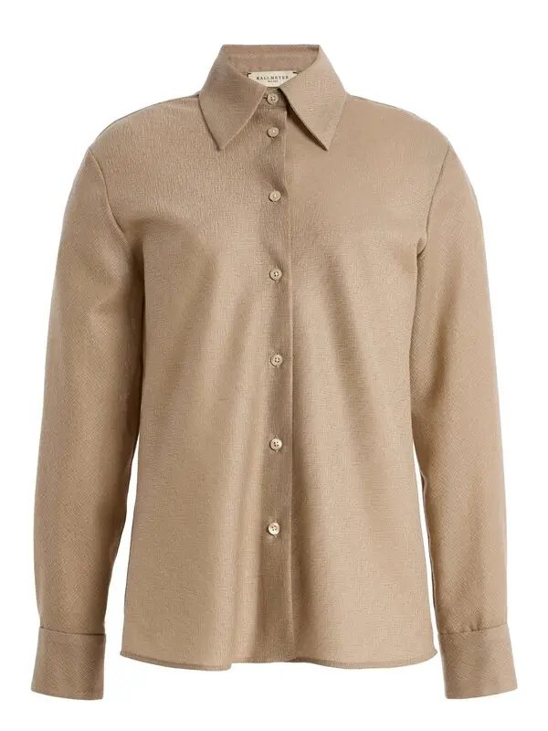 KALLMEYER Joan Wool Button-down Shirt - Taupe
