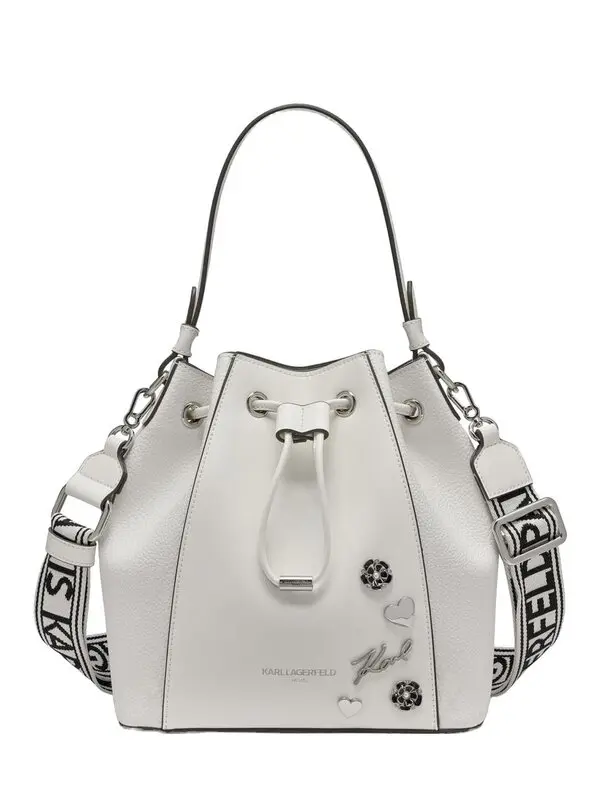 Karl Lagerfeld Paris Adele Bucket Bag - White/silver