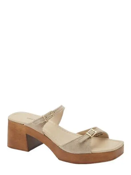 Free People Beck Suede Platform Slide Sandal - Sunstone Sand Suede