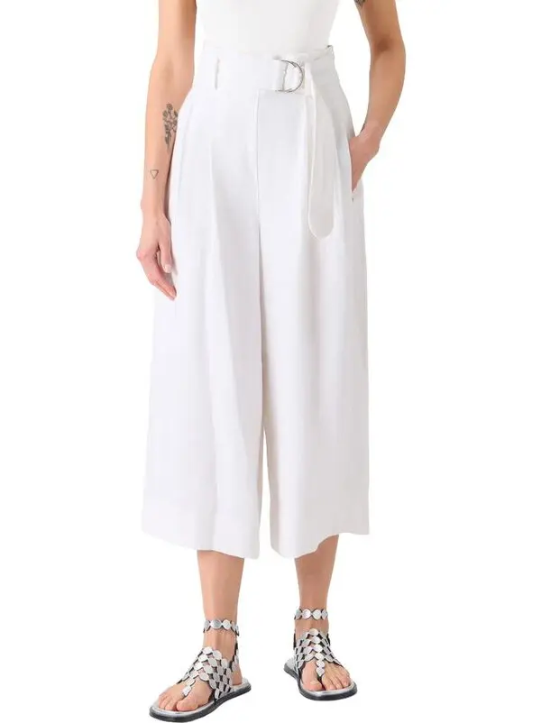 Akris Fiorella High-waist Linen Culottes - Cream