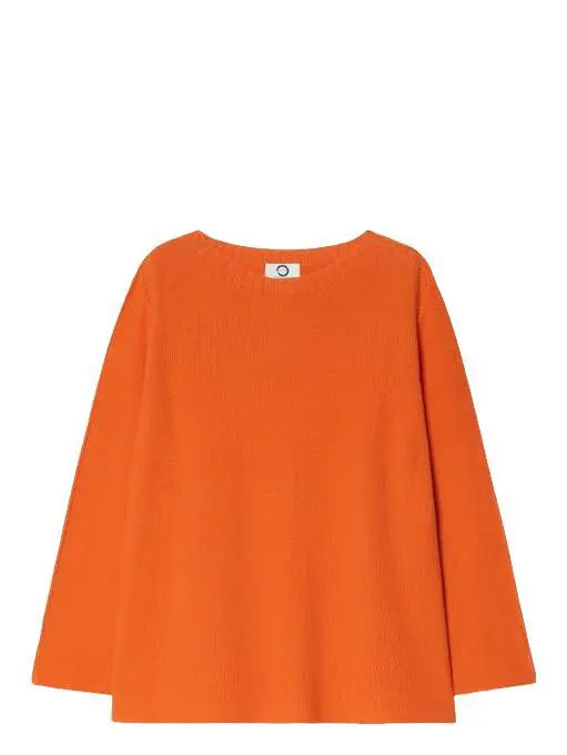 Marina Rinaldi Vafelio Slit Cotton Sweater - Orange