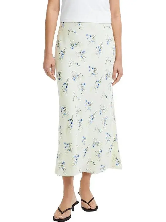French Connection Floral Bias Cut Midi Skirt - Cucumber Crush